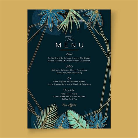 Menu Template With Palm Trees Tropical Dessert Menu