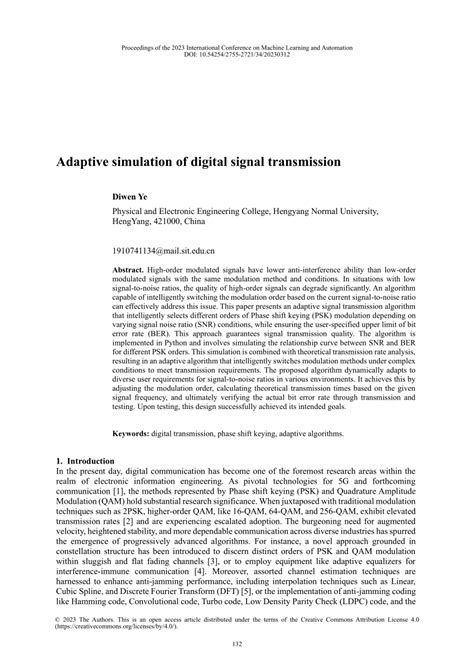 Pdf Adaptive Simulation Of Digital Signal Transmission