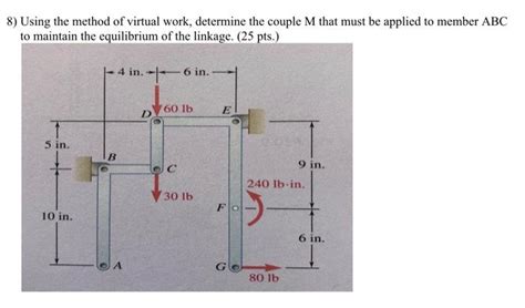 solved 8 using the method of virtual work determine the