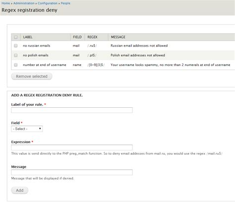 Regex Registration Deny