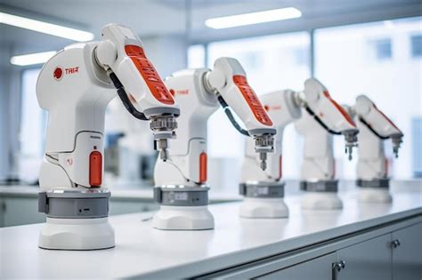 Ai Operated Robotic Arms In A Genomics Lab Premium Ai Generated Image