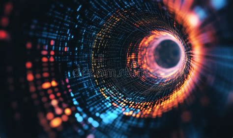 digital tunnel of glowing data streams vibrant colors abstract representation of technology