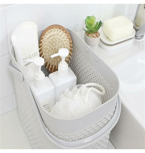 목욕바구니 헬스장 수영장 욕실용품 수납 정리 라탄디자인 물빠짐 바스켓 샤워 손잡이 티몬