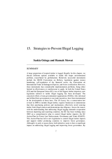 Pdf Strategies To Prevent Illegal Logging