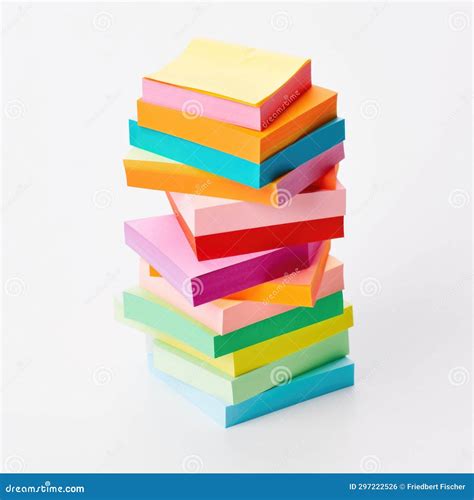 A Stack Of Colorful Post It Notes Sitting On Top Of Each Other Stock