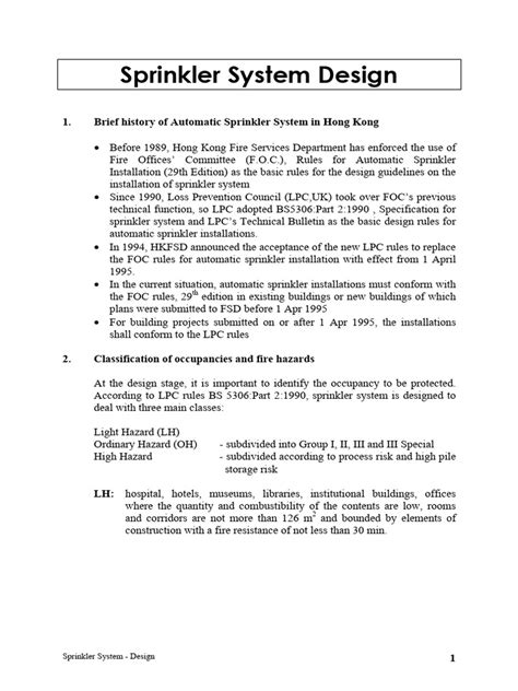 Sprinkler System Design Standards Guide Pdf Fire Sprinkler System