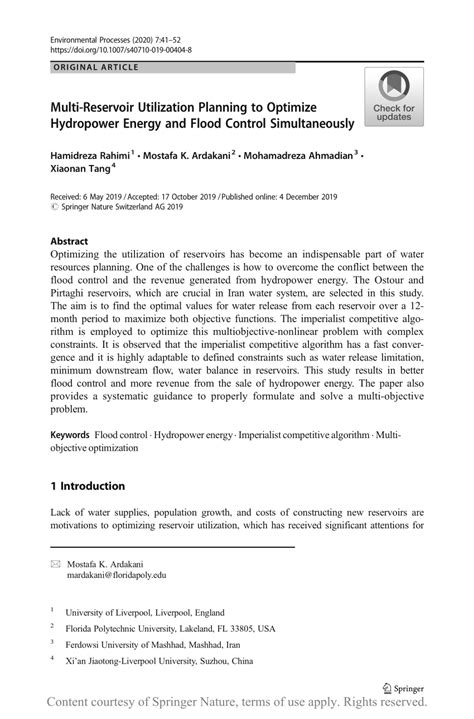 Multi Reservoir Utilization Planning To Optimize Hydropower Energy And Flood Control
