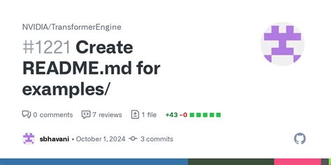 Create Readmemd For Examples By Sbhavani · Pull Request 1221 · Nvidiatransformerengine · Github