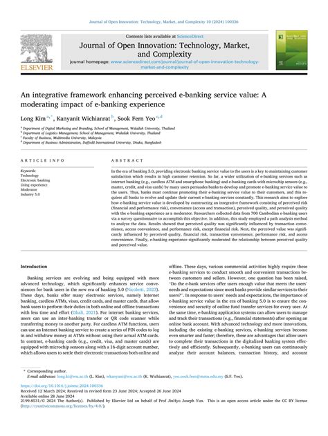 Pdf An Integrative Framework Enhancing Perceived E Banking Service Value A Moderating Impact