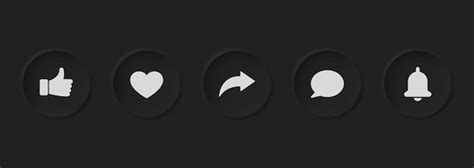 Premium Vector Neumorphism Social Media Buttons Set Dark Circle