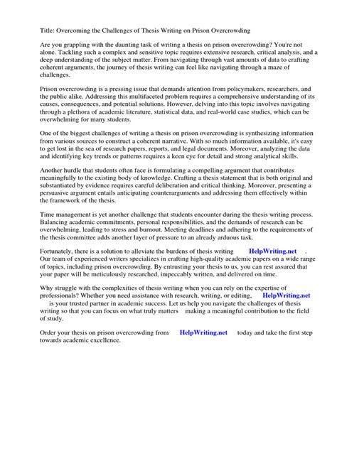 Thesis Prison Overcrowding Pdf Prison Incarceration In The United States