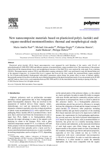 Pdf New Nanocomposite Materials Based On Plasticized Poly L Lactide And Organo Modified