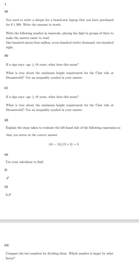 Solved 1 A You Need To Write A Cheque For A Brand New Chegg Com