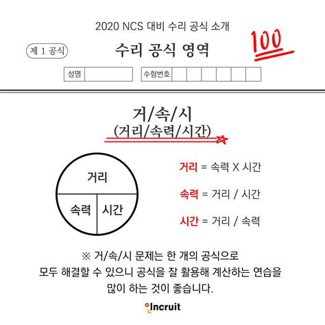인크루트 취업의 두 번째 관문 인적성 취업비서 인크루트 Ncs 수리영역의 수리공식들을 알려드릴게요~