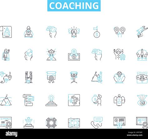 Coaching Linear Icons Set Mentorship Guidance Empowerment Support