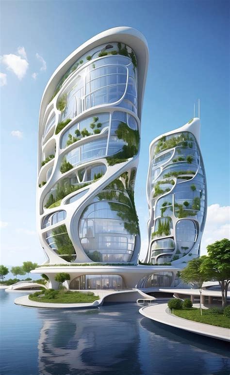 Futuristic Hotel Architecture Of Tomorrow Concept Stock Illustration Illustration Of Lifestyle