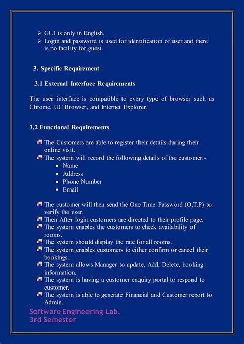 Software Requirement Specification Of Hotel Management System Docx