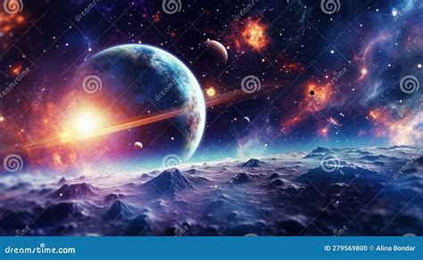 An Universe Scene Showcasing The Beauty Of Space Exploration With