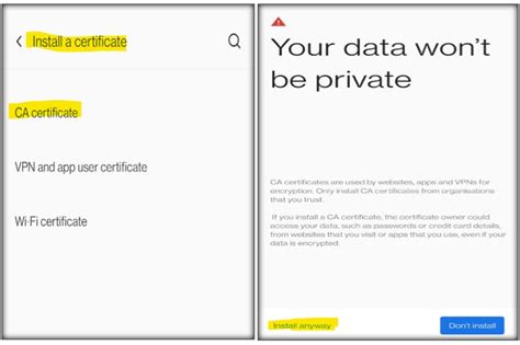 enabling certificate as trusted root on ios android netsweeper