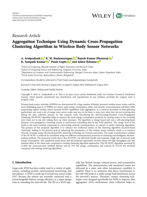 Pdf Aggregation Technique Using Dynamic Cross Propagation Clustering Algorithm In Wireless