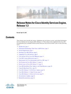 Release Notes For Cisco Identity Services Engine Release Notes For Cisco Identity Services