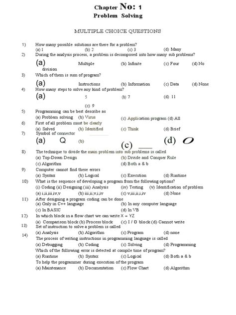 10th Computer Chap 1 Mcqs Pdf Computer Programming Debugging