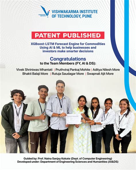 Vishwakarma Were Proud To Announce The Publication Of A Patent