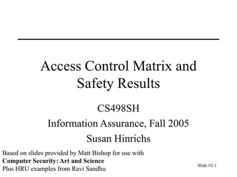 PPT Access Control Matrix And Safety Results PowerPoint Presentation ID