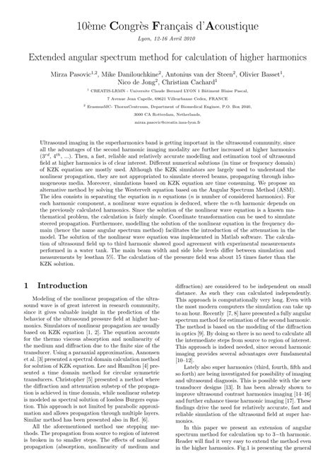 PDF Extended Angular Spectrum Method For Calculation Of Higher Harmonics