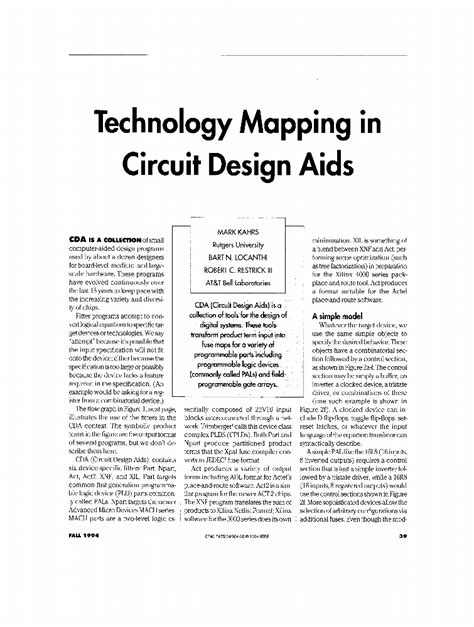 Technology Mapping In Circuit Design Aids Ieee Journals And Magazine