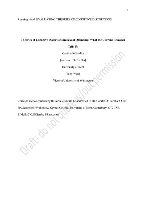 Pdf Theories Of Cognitive Distortions In Sexual Offending What The Current Research Tells Us
