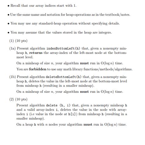 Solved Recall That Our Array Indices Start With 1 Use The Chegg Com