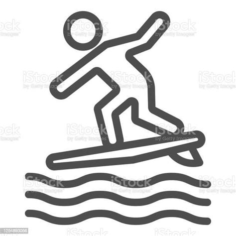 서핑 라인 아이콘 여름 물 스포츠 개념 서퍼와 파도 는 흰색 배경에 서명 모바일 개념과 웹 디자인을위한 개요 스타일로 서핑 보드 아이콘에 남자 서핑 벡터 그래픽 0명에 대한