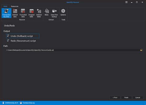 ApexSQL Recover Screen Shot Tour