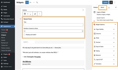 How To Use Widget Options In Block Widget Editor