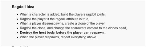 why can t i create a ragdoll rig on r15 when the character spawns