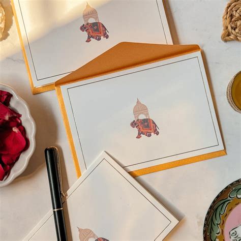Be Stories Mughal Elephant One Side Print Blank Foldable Greeting Note