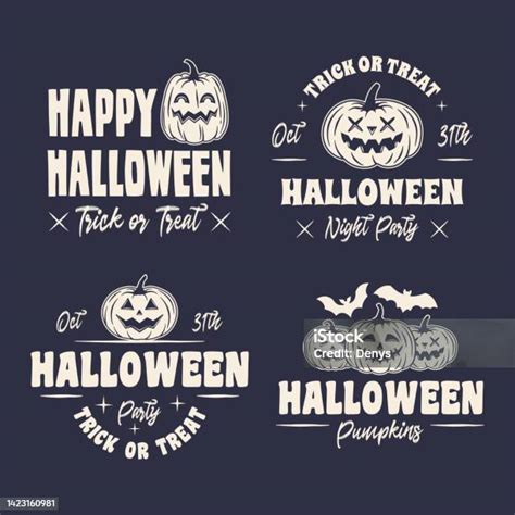 할로윈 호박 로고 세트 4 호박 등불 관련 라벨 배지 엠블럼 할로윈 엠블럼 포스터 템플릿 벡터 일러스트 레이 션 10월에 대한