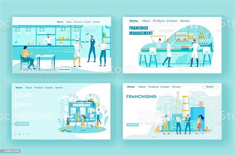 비즈니스를 위한 프랜차이즈를 제공하는 랜딩 페이지 세트 영업권에 대한 스톡 벡터 아트 및 기타 이미지 영업권 패스트 푸드점 비즈니스 Istock