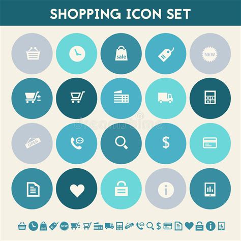 Shopping Icon Set Multicolored Flat Buttons Stock Vector