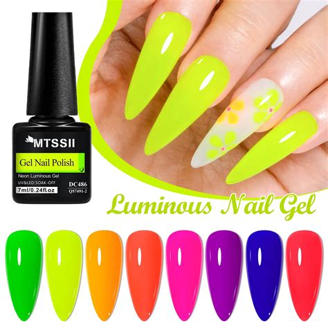 8 шт Mtssii флуоресцентный светящийся в темноте гель лак для ногтей неоновый УФ светодиодный