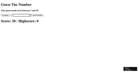 Guess The Number Codesandbox