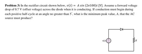 Solved Problem In The Rectifier Circuit Shown Below Chegg