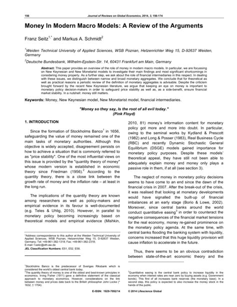 Money In Modern Macro Models A Review Of The Arguments
