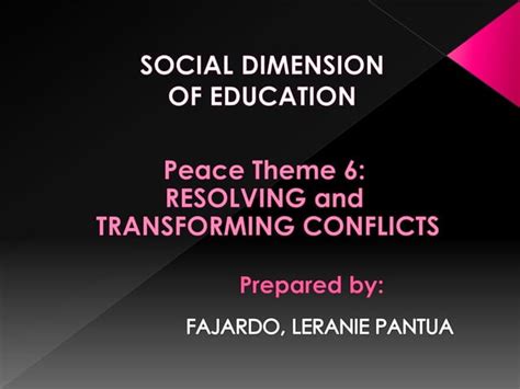 Peace Theme 6 Resolving And Transforming Conflicts Pptx