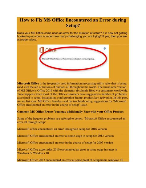 Ppt How To Fix Ms Office Encountered An Error During Setup