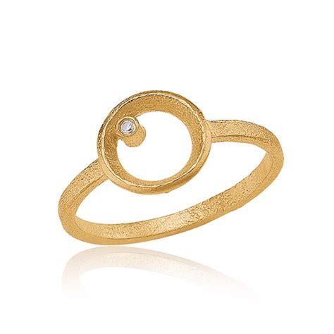 130139g Flot Ring Med Mat Overflade Og Zirkon Fra Blicher Fuglsang