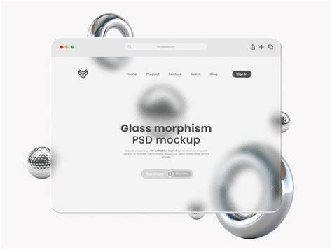 Premium Psd Web Interface Browser Glass Morphism Mockup