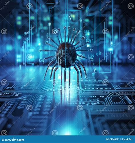 Computer Hardware Cpu And Circuit Board With Microchip Technology Abstract And Motherboard