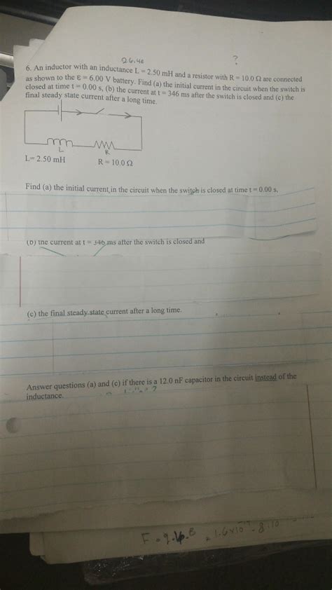 Solved An Inductor With An Inductance L 2 50 Mh And A